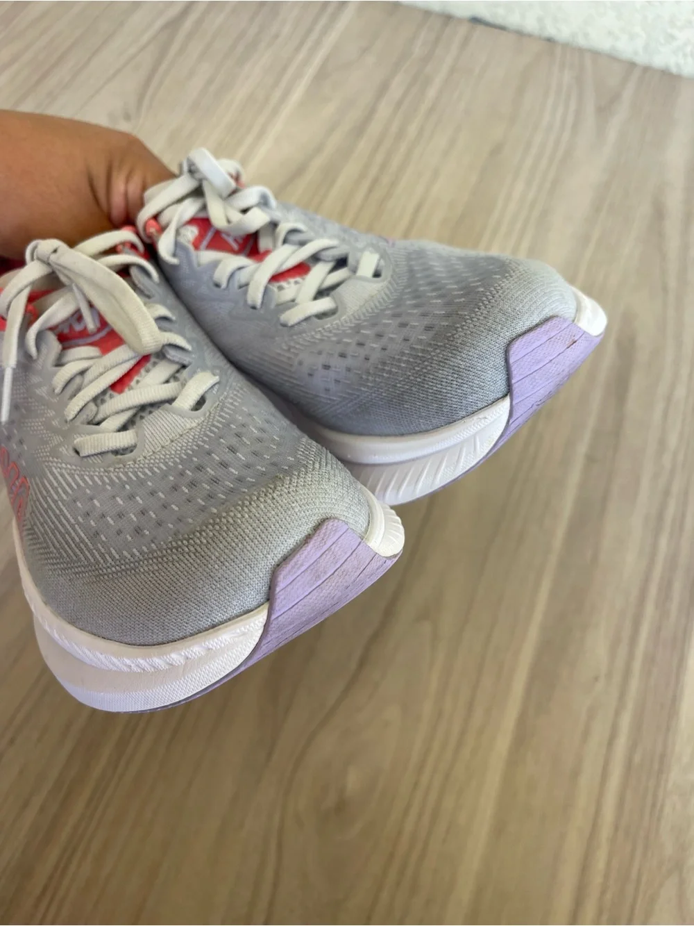 Hoka | Shoes | Hoka Womens Light Gray Running Shoes With Coral Lavender ...